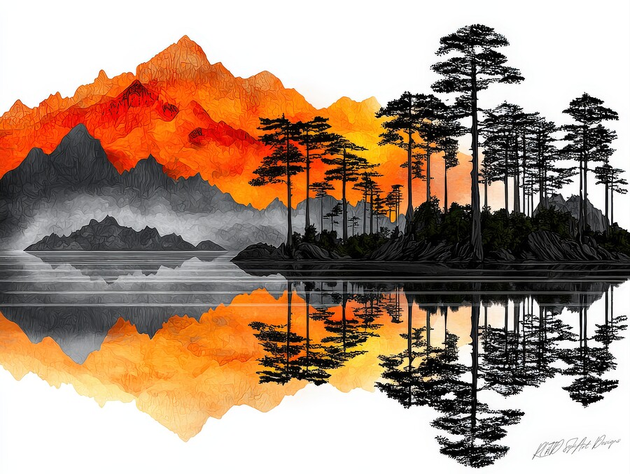 Silhouette - Sunset Point by SykArt Designs Wall Art