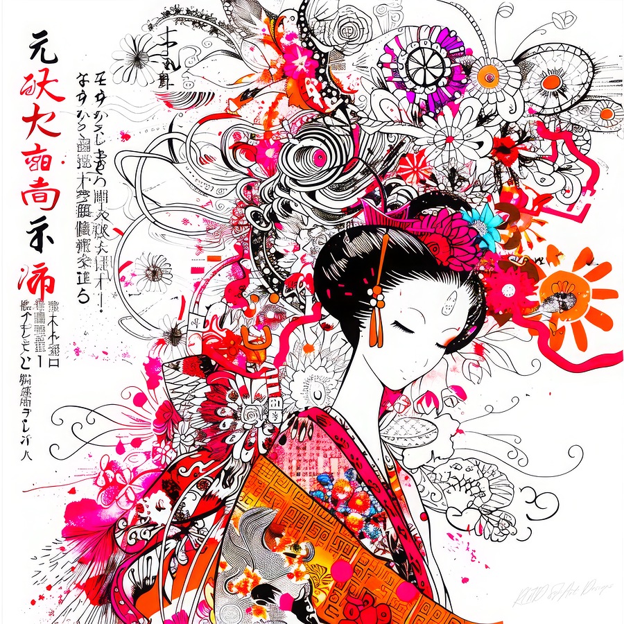 Asian Inspiration - Geisha by SykArt Designs Wall Art