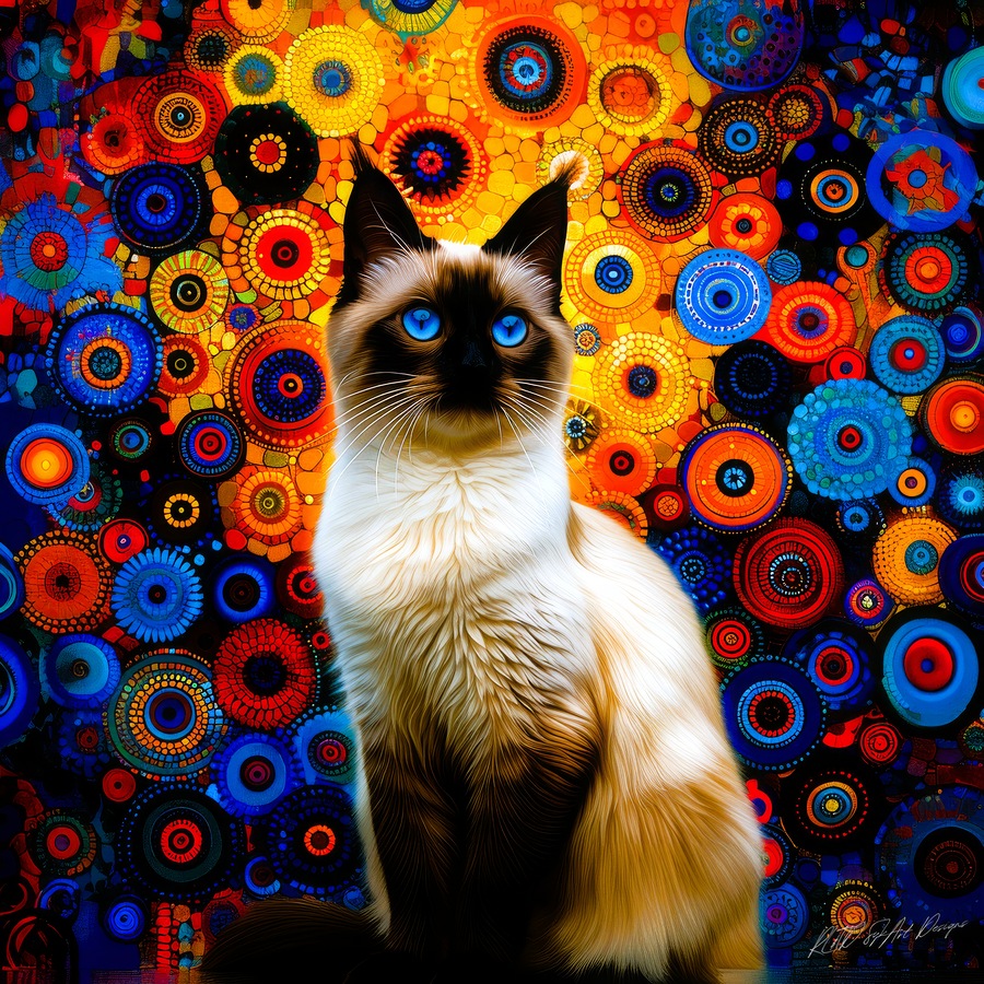Kitty Daisy - Siamese Cat by SykArt Designs Wall Art