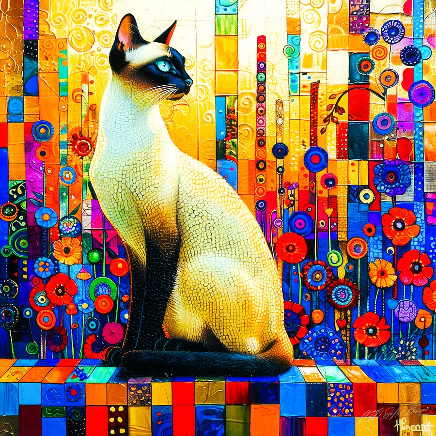 Kitty White - Siamese Cat by SykArt Designs Wall Art