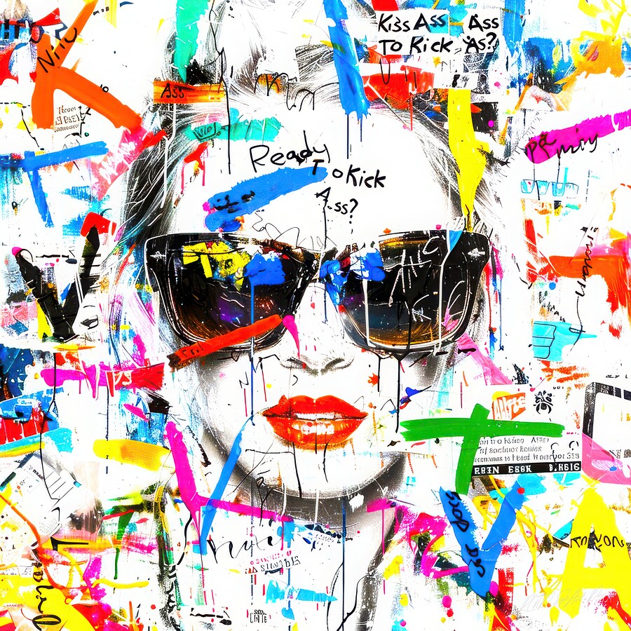 Ready To Kick Azz - Graffiti Girl by SykArt Designs Wall Art