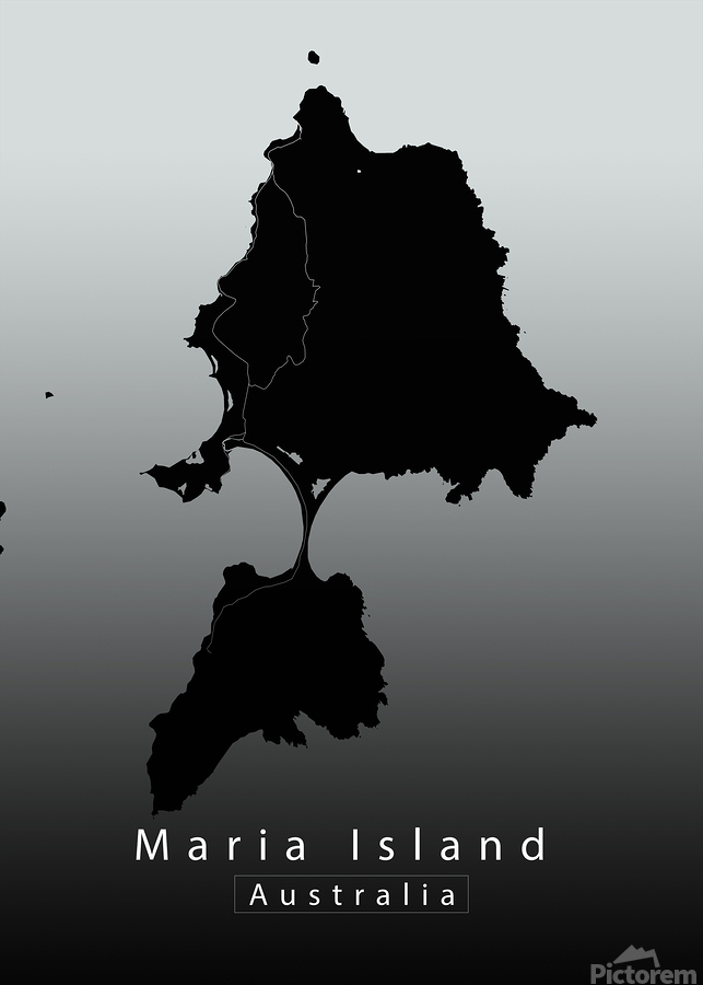 Maria Island Australia Map black by Mapique Wall Art
