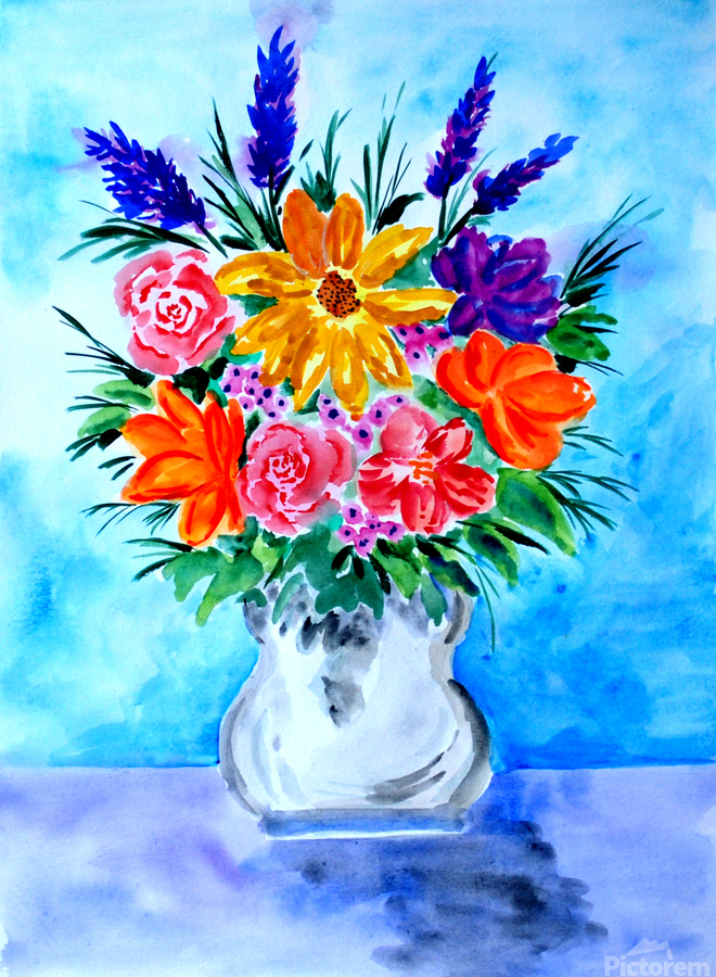 Colorful Flower Bouquet in Vase by Sebastian Grafmann Wall Art