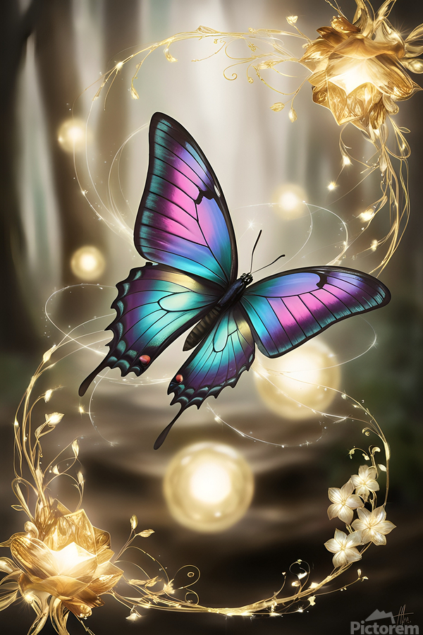 Enchanted Butterfly in a Magical Forest by amjad kwrali Wall Art