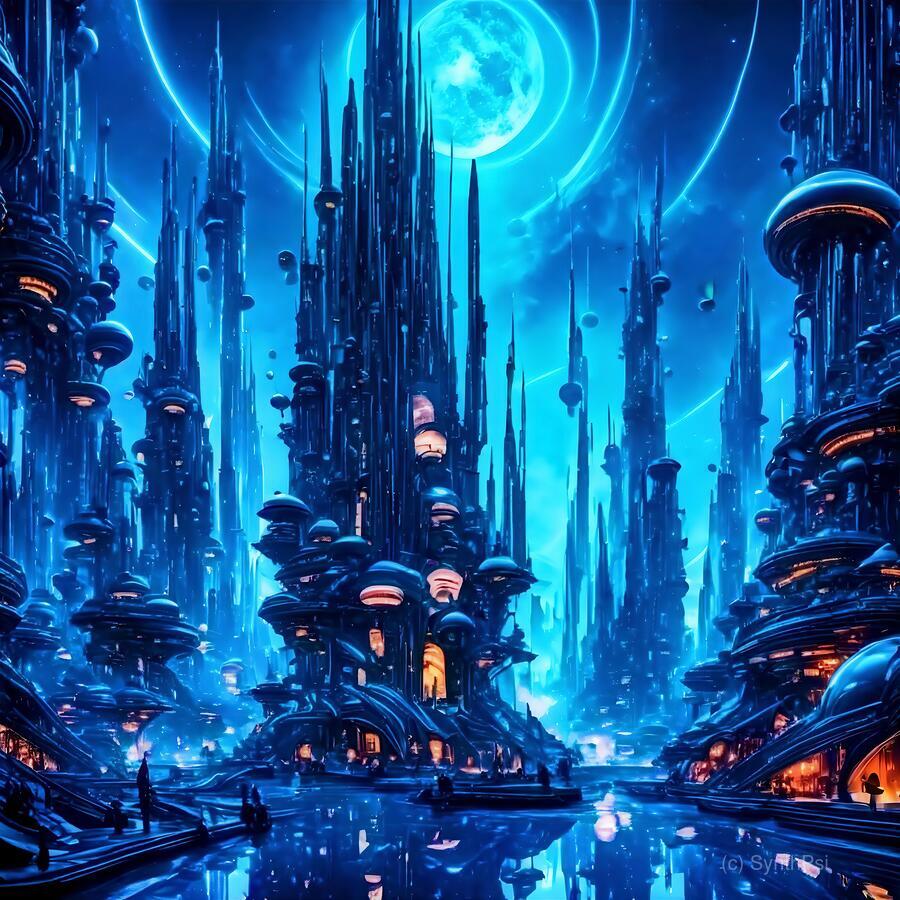 Indigo Stars Station by noomblack Wall Art