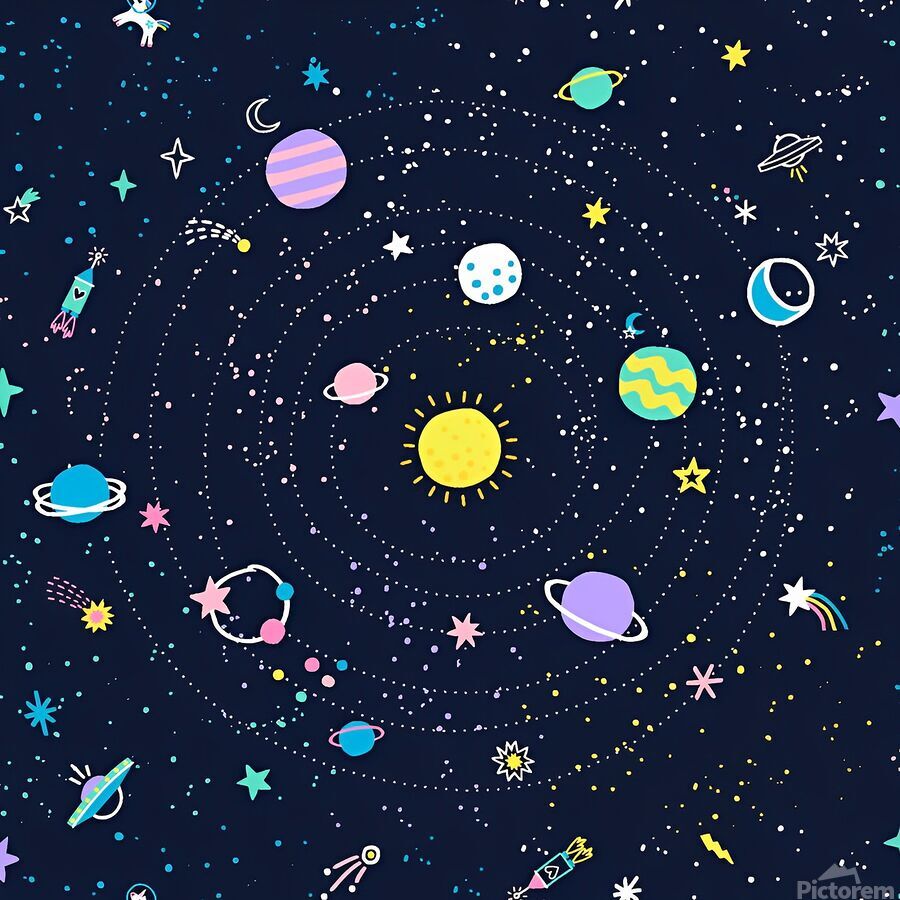 Aesthetic Outer Space Cartoon Art by Danendart Wall Art