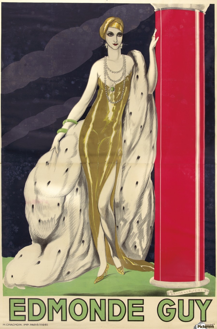 Edmonde Guy original vintage poster by VINTAGE POSTER Wall Art