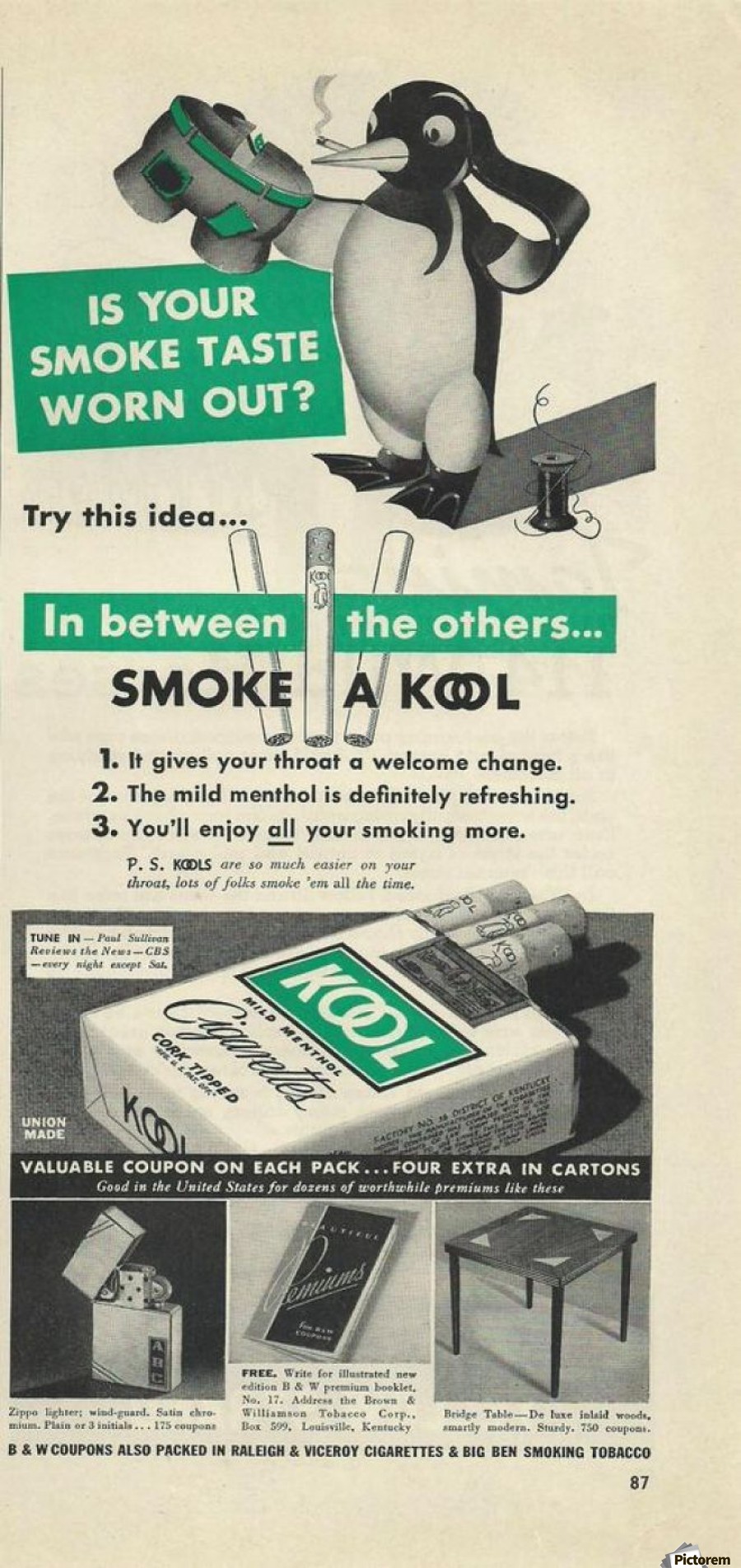 Kool Cigarettes by VINTAGE POSTER Wall Art