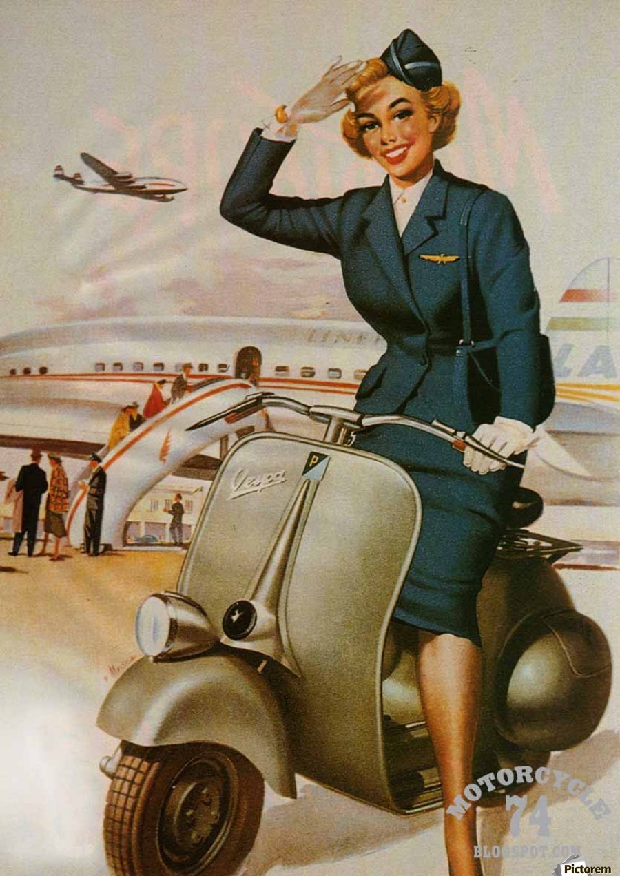 Vespa Pin Up Girl by VINTAGE POSTER Wall Art