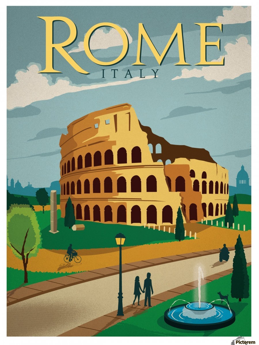 Vintage Rome Travel Poster by VINTAGE POSTER Wall Art