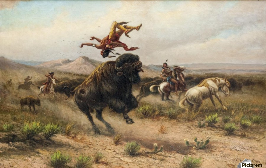 Buffalo riders by William de la Montagne Cary Wall Art