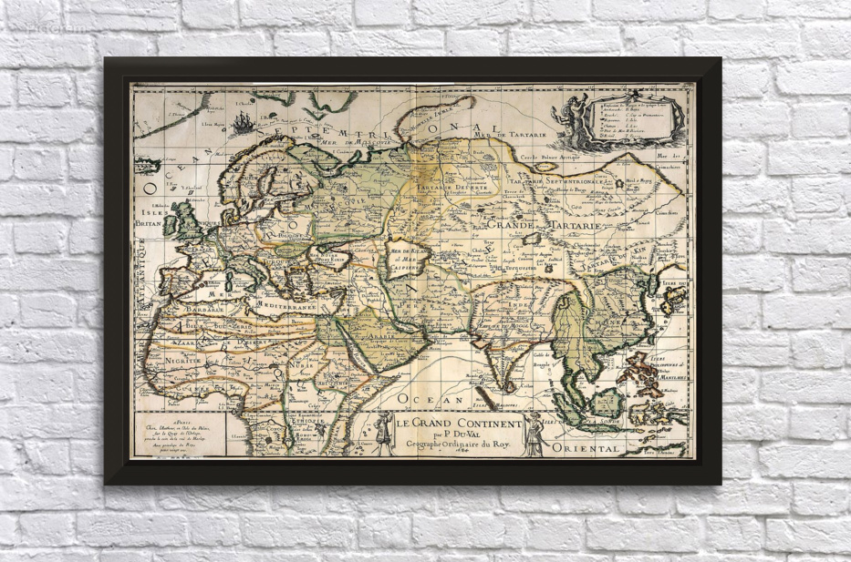 tartaria empire vintage world map by Danendart Wall Art