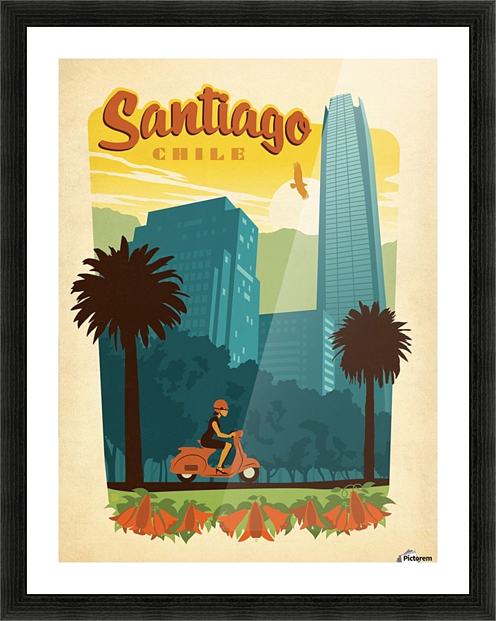 Santiago Chile travel poster - VINTAGE POSTER Canvas