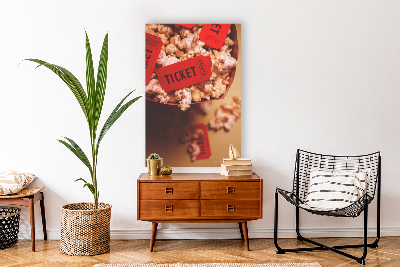 Theatre tickets in popcorn box by Jorgo Wall Art
