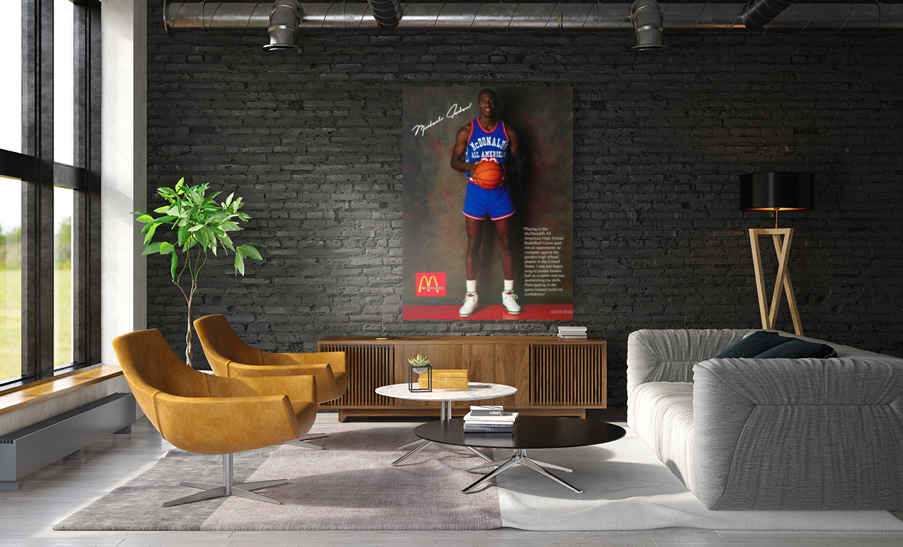 1987 McDonalds Michael Jordan Ad by Row One Brand Wall Art