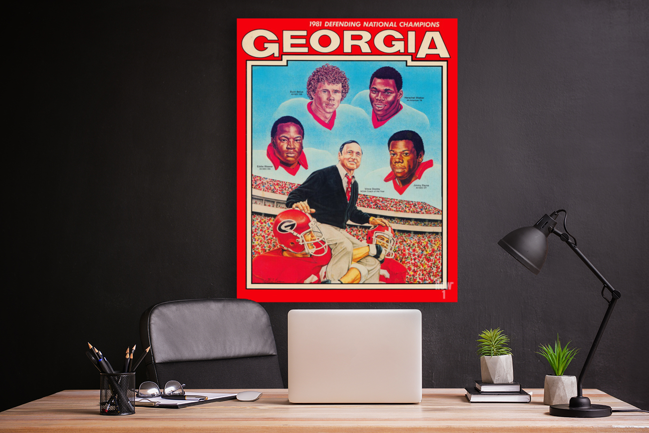 1981 Georgia Bulldogs Retro Football Art by Row One Brand Wall Art