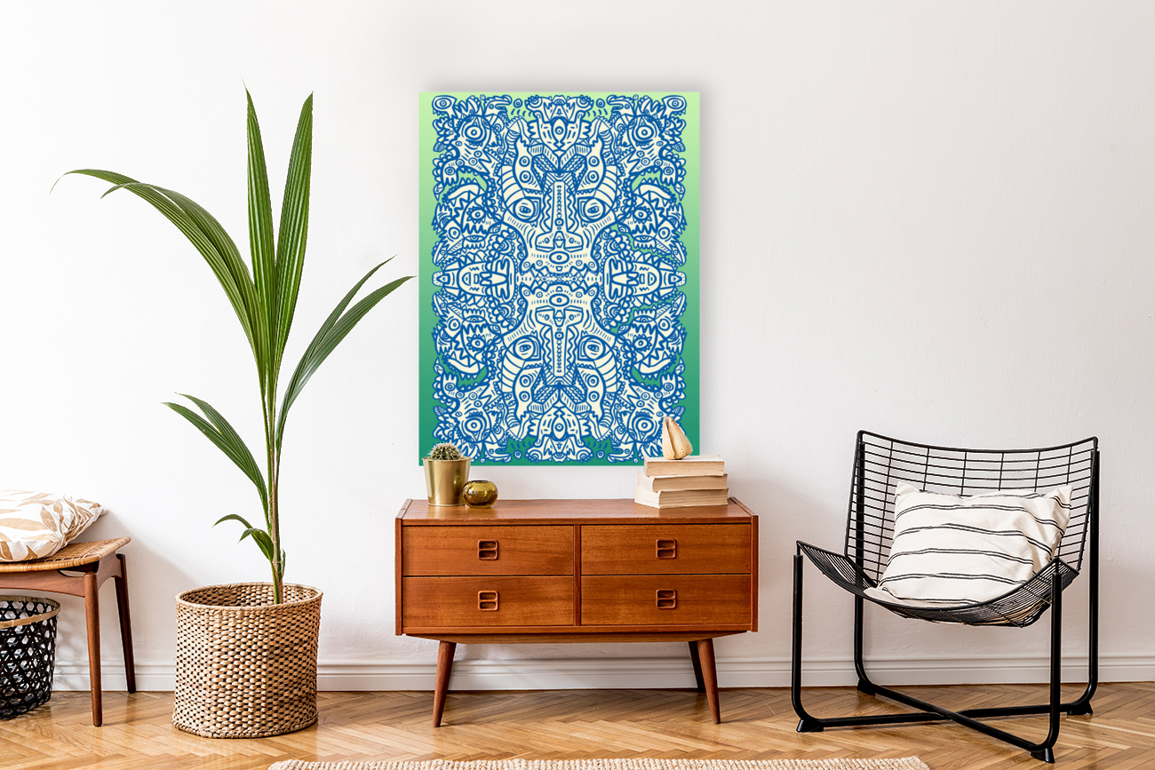 Green Aztec Mandala by Signorino Wall Art