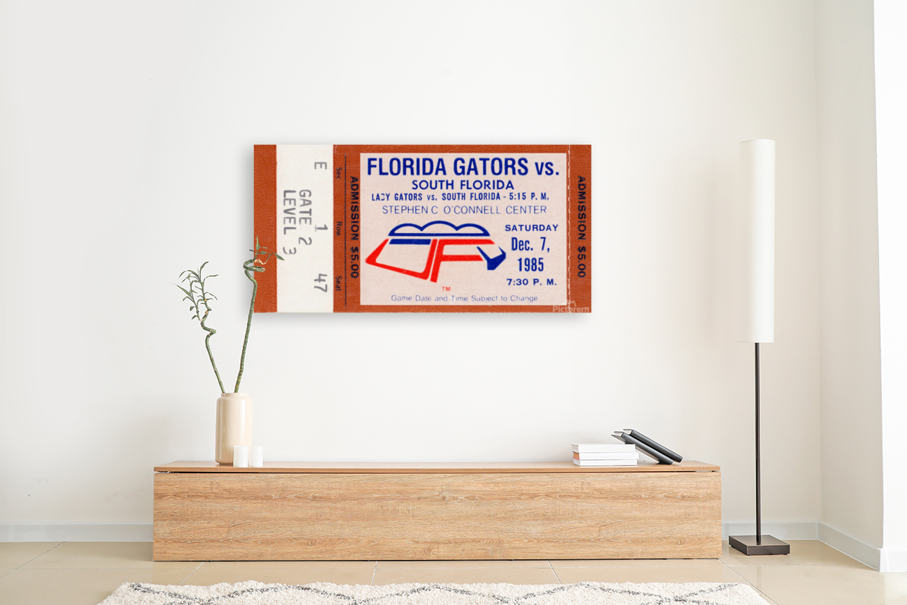 1985 Florida Gators Basketball Ticket Art by Row One Brand Wall Art