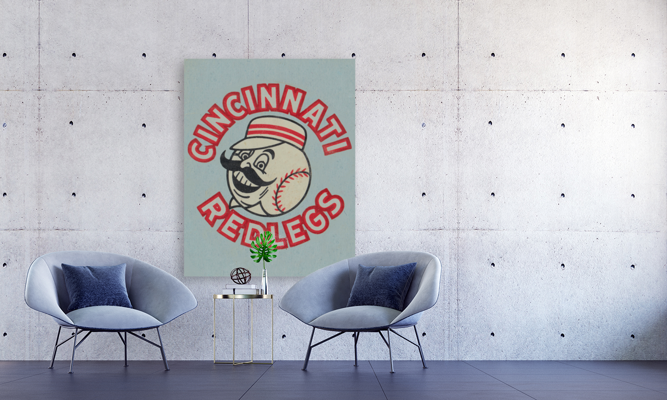 Vintage Fifties Cincinnati Redlegs Art by Row One Brand Wall Art