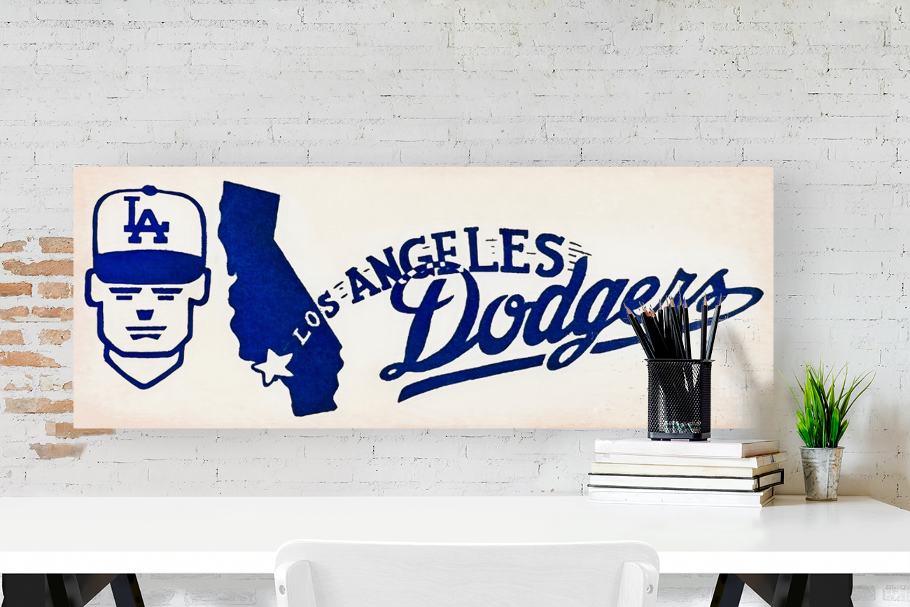 Vintage LA Dodgers California State Map Art by Row One Brand Wall Art