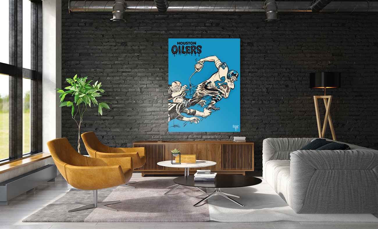 Houston Oilers Throwback Art by Row One Brand Wall Art