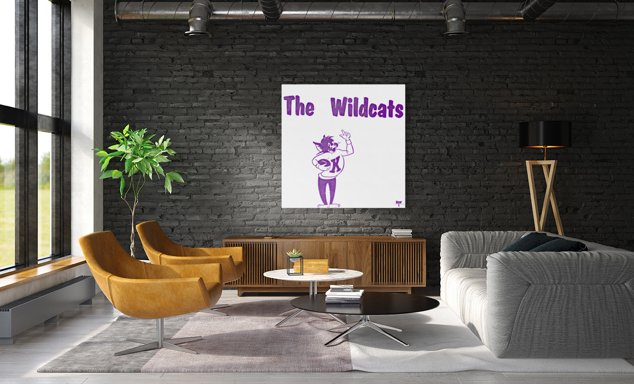 Kansas State Wildcat Throwback Cartoon Art by Row One Brand Wall Art