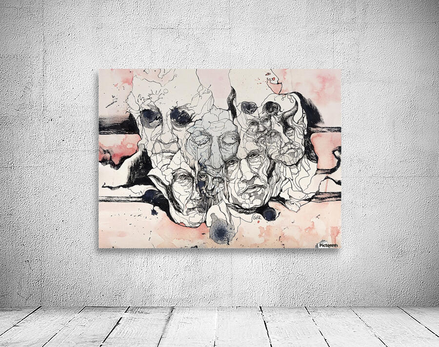 Illustration of male faces overlapping by PacificStock Wall Art