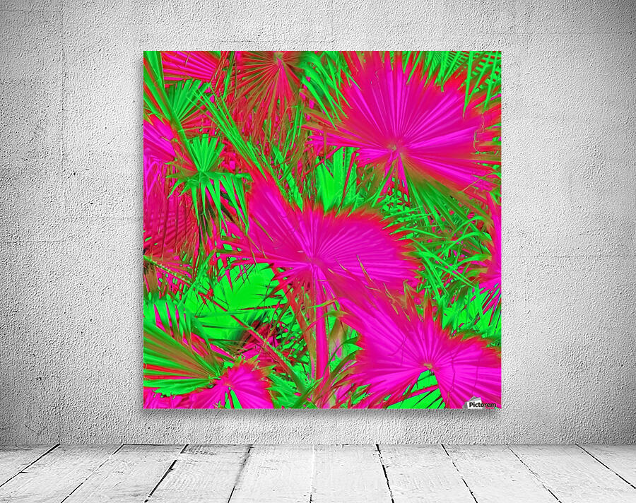 closeup palm leaf texture abstract background in pink and green by ...