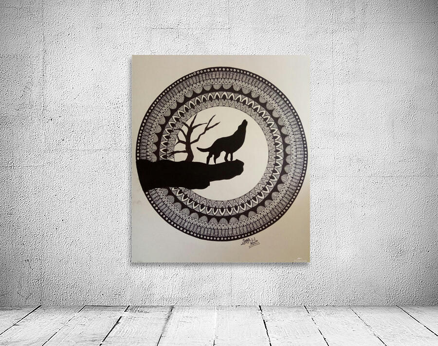 Unique mandala Wolf in night by Yuga Wall Art