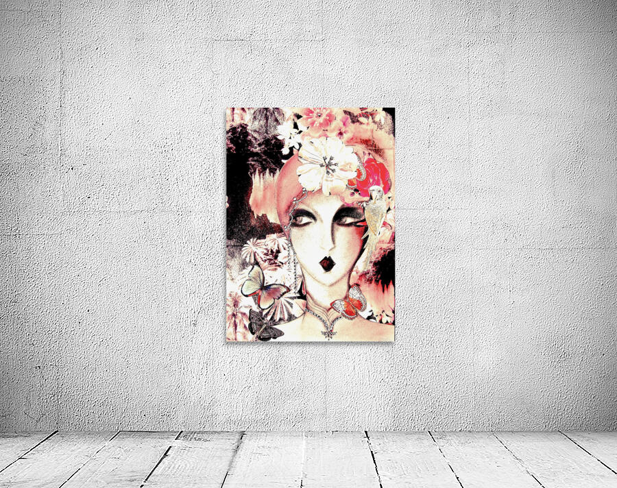 CORAL ART DECO DOLLY TROPICAL PARROT COLLAGE ORIGINAL POSTER 70S by jacqueline mcculloch Wall Art