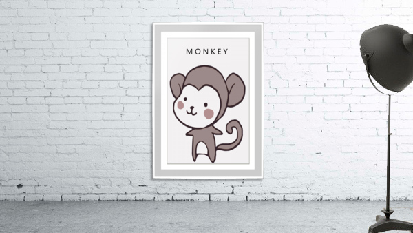 Cute Monkey in Gray Frames by Gunawan Rb Wall Art