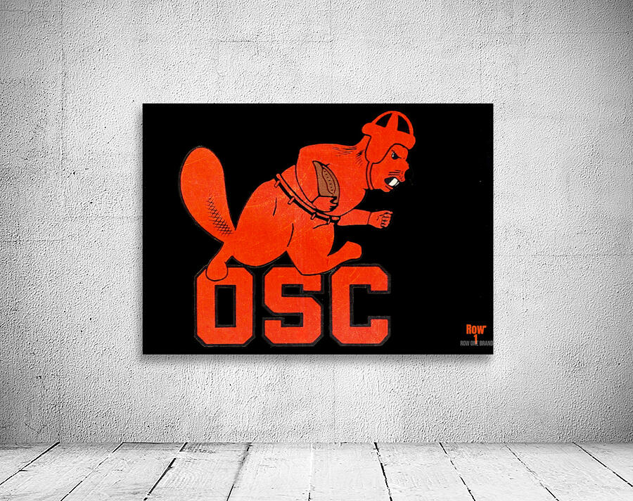 throwback vintage oregon state college art by Row One Brand Wall Art