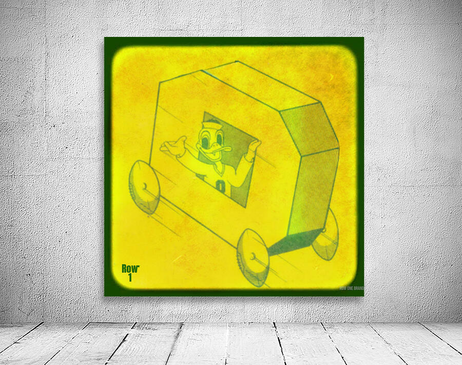 vintage oregon ducks cartoon art remix by Row One Brand Wall Art