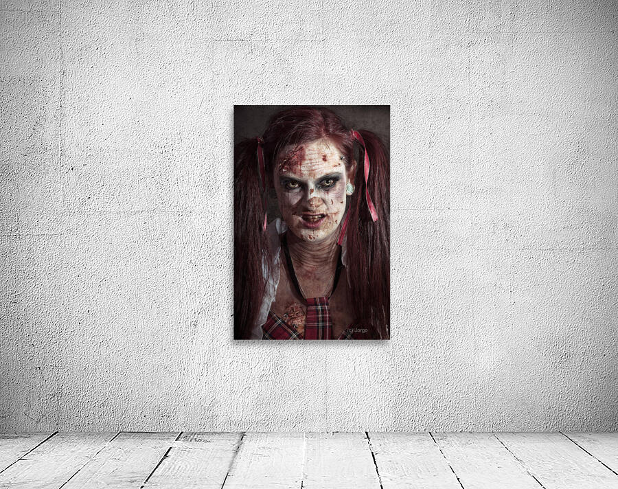 Scary ID photo of female zombie school student by Jorgo Wall Art