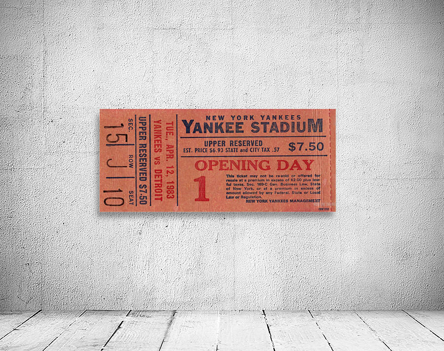 1983 New York Yankees Ticket Stub Art by Row One Brand Wall Art