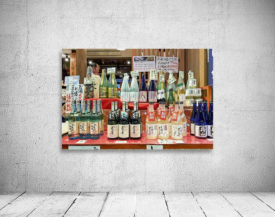 Japan. Kyoto. Nishiki Market. Sake bottles by Marco Brivio Wall Art