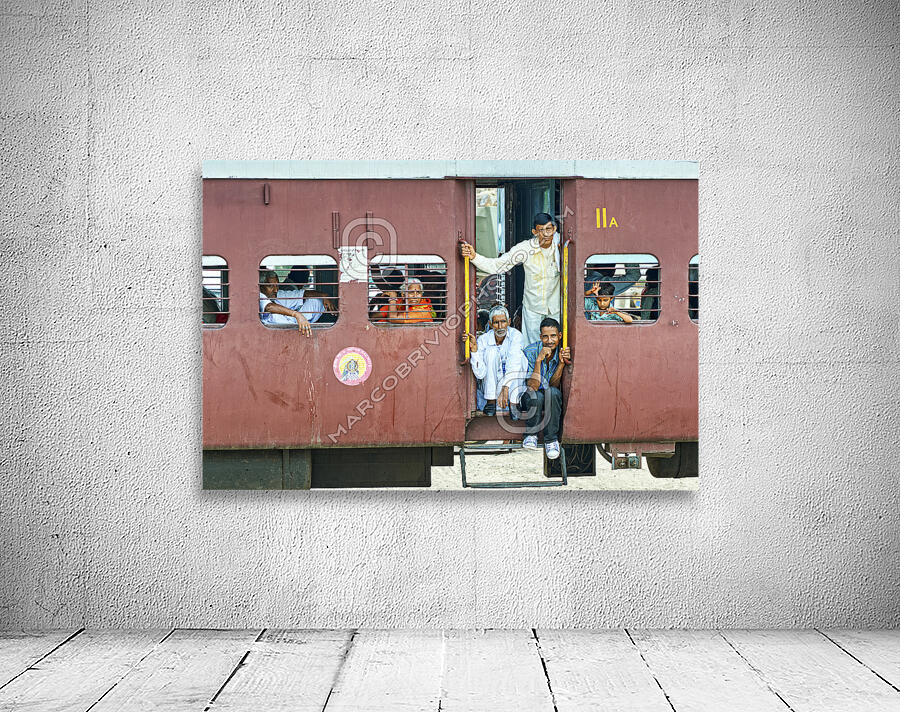 India Rajasthan. Passengers on a third class train by Marco Brivio Wall Art