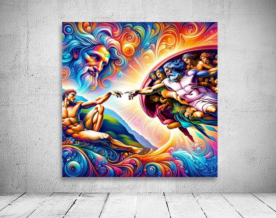 AI art Michelangelo inspired The Creation of Adam by TOPARTGALLERY Wall Art