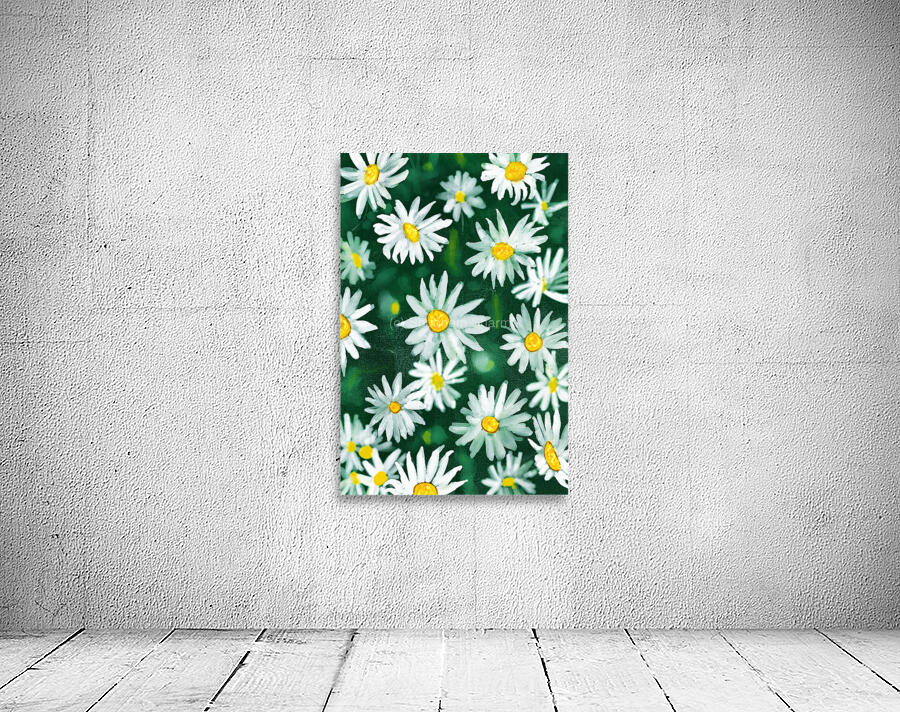 White Daisy Flower Gouache Pattern by Shubham Sharma Wall Art