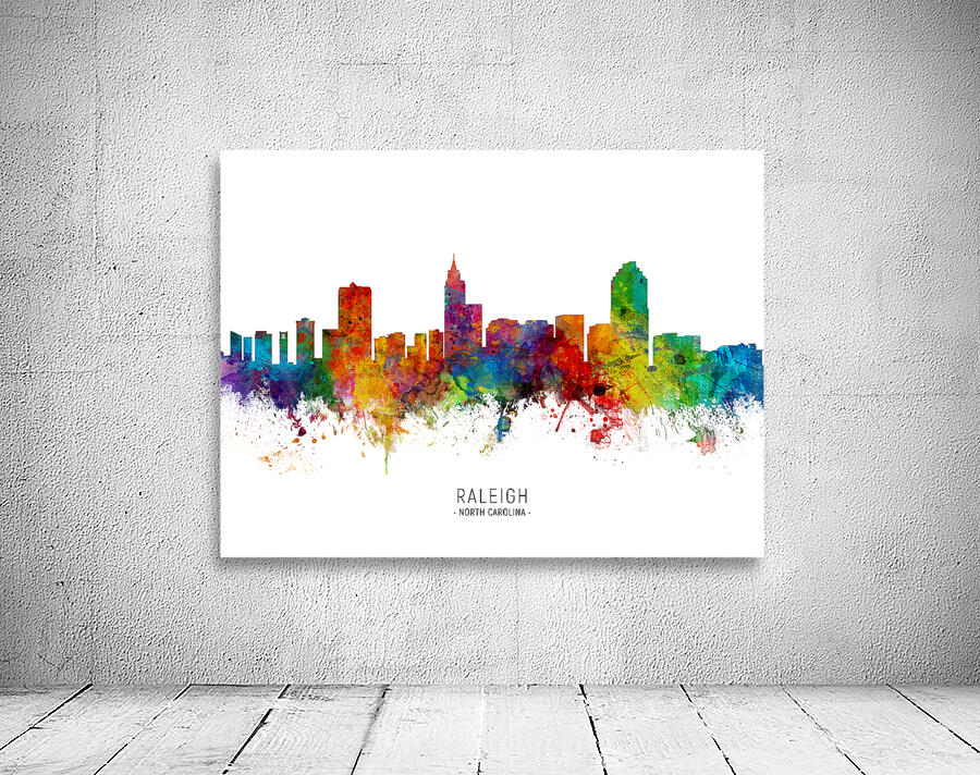 Raleigh North Carolina Skyline by Michael Tompsett Wall Art