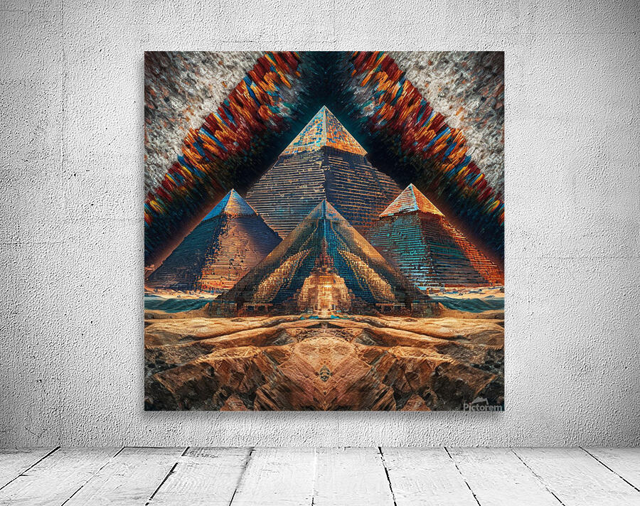 Vibrant Egyptian Pyramid Mosaic Painting by dodi art Wall Art