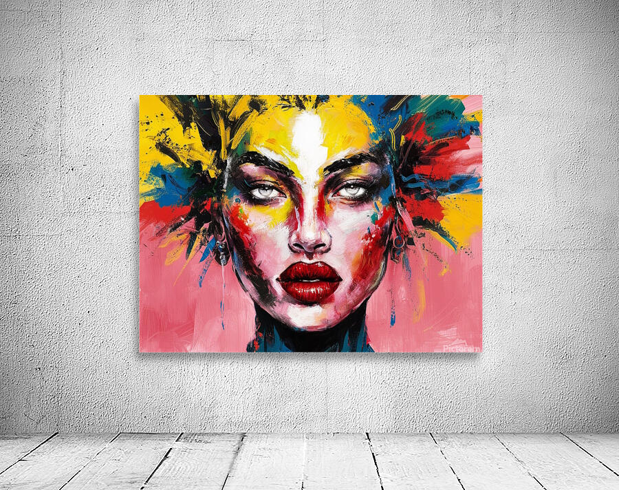 A striking abstract painting of a face2 by NorShop Wall Art