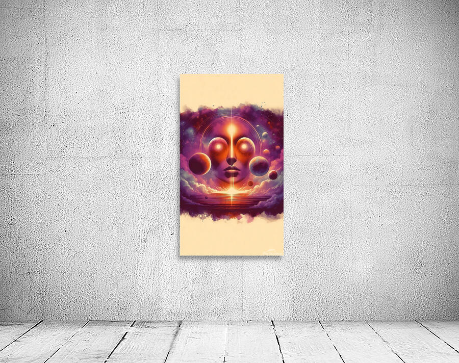 1970s poster illustration of an alien planet with large planets and ...