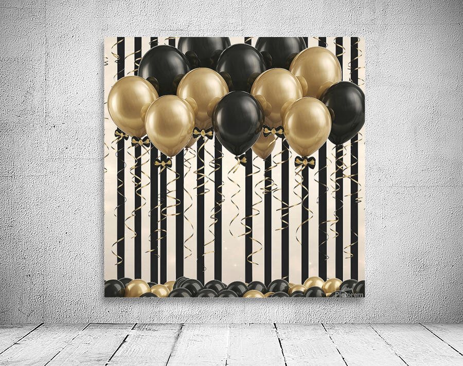 black and gold balloon party background 1 by IonelGherman Wall Art