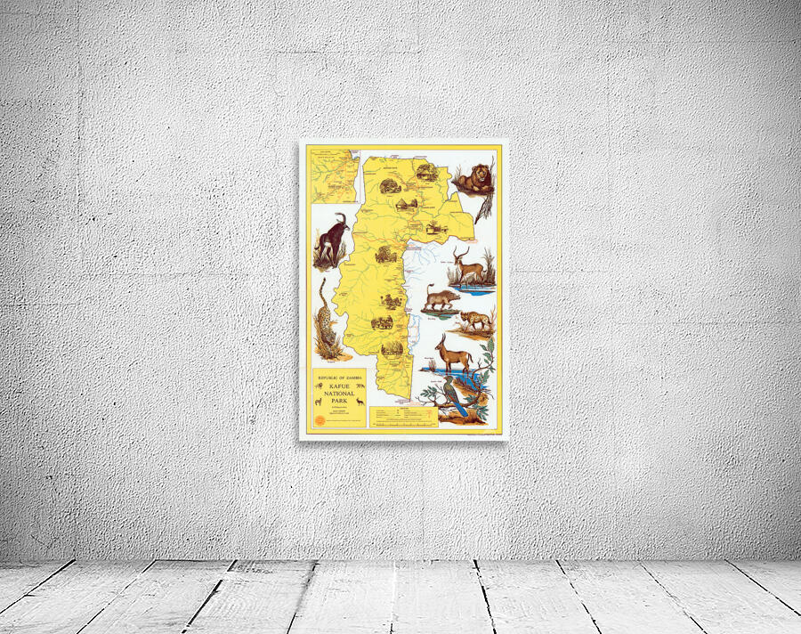 1968 Map of Kafue National Park Zambia – Detailed Safari Region Chart ...