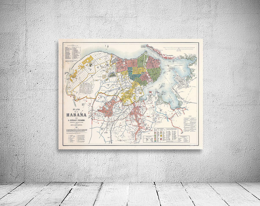 1881 Map of Havana Cuba – Historic Caribbean City Plan Showing Streets ...