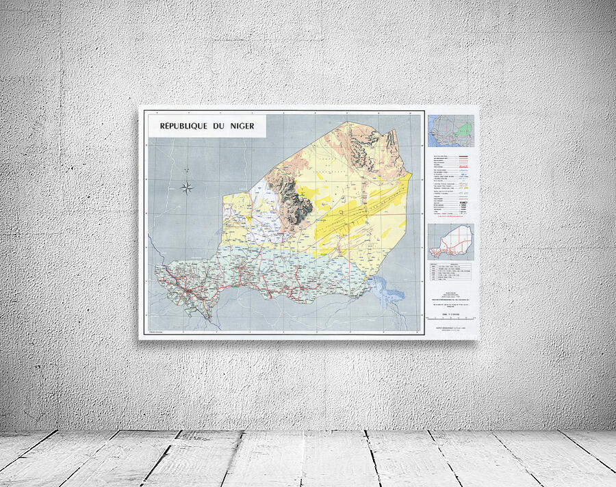 1969 Map of Niger – Vintage Post-Colonial Era Map Depicting Geographic ...