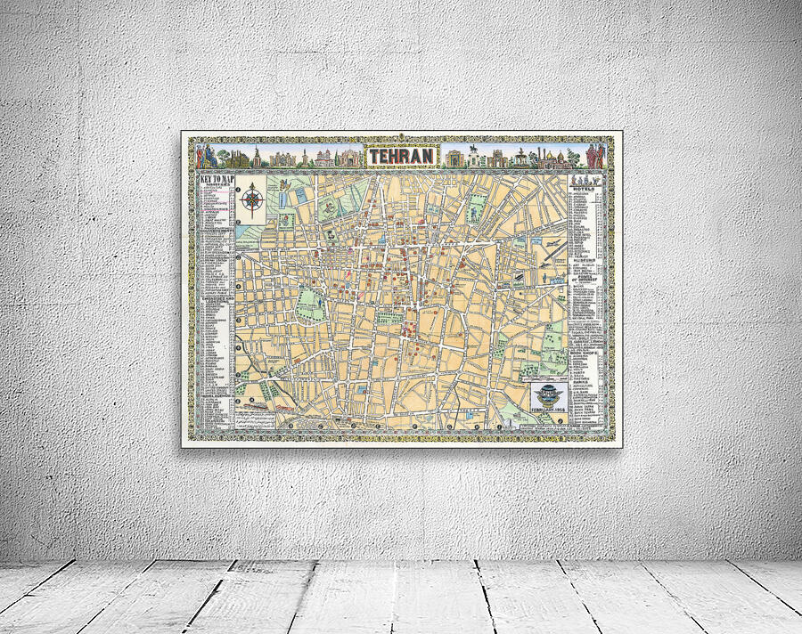 1958 Map of Tehran Iran – Mid-Century City Map Depicting Streets ...