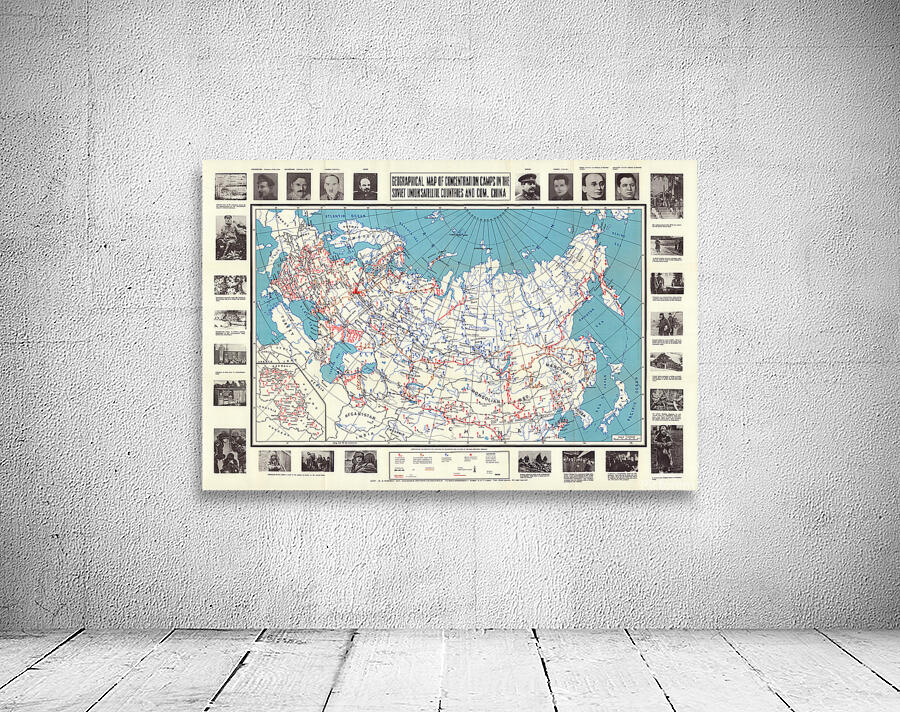 1945 Concentration Camp and Gulag Map of the Soviet Union – Vintage World War II Era ...