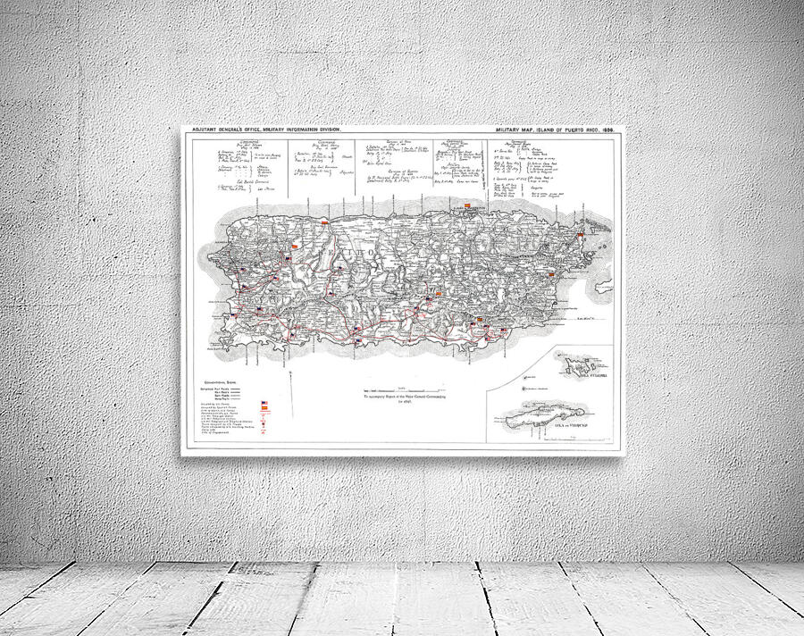 1898 Military Map of Puerto Rico – Vintage Spanish-American War Map ...